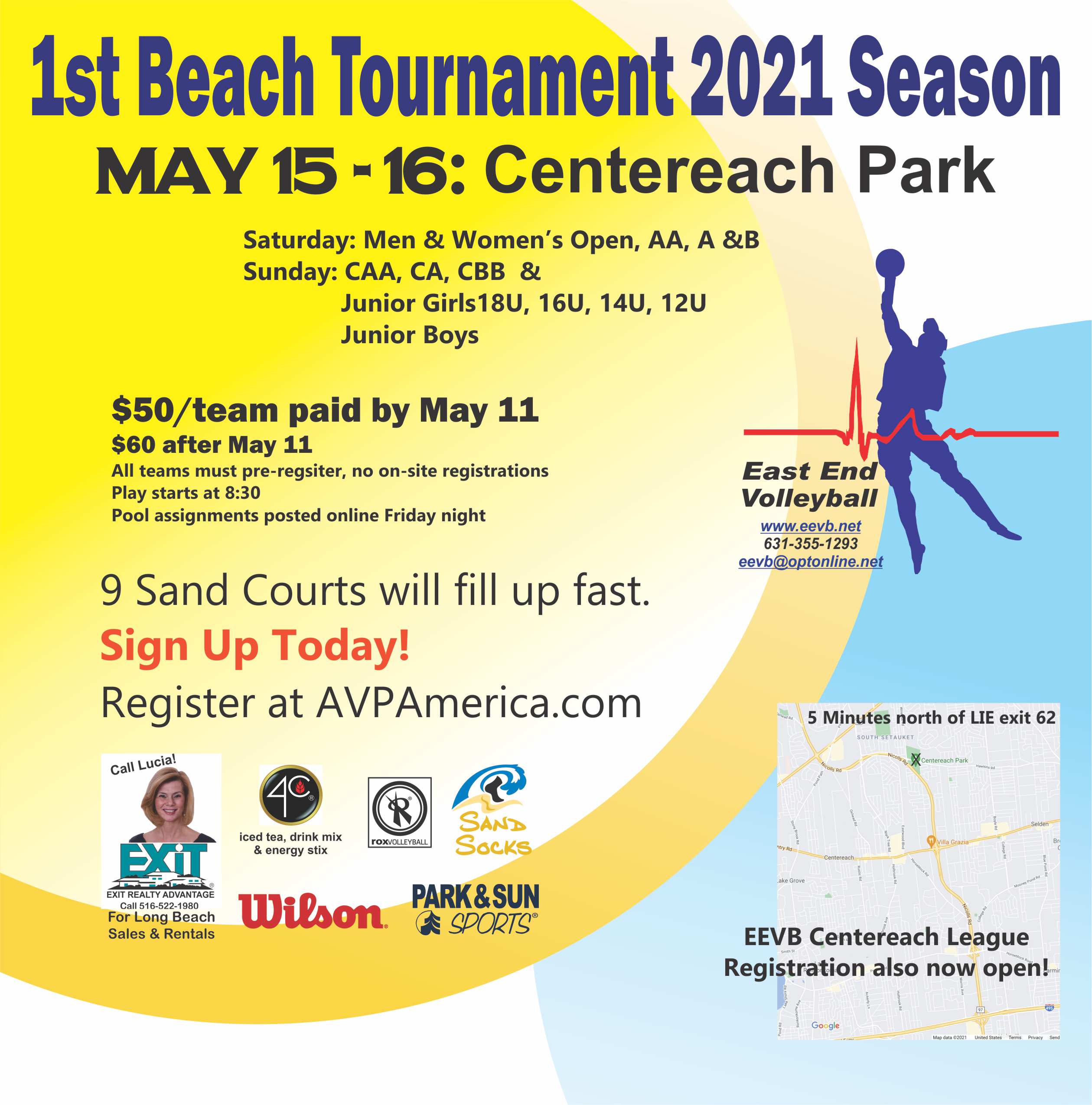 Centereach Park 1st Beach Volleyball Tournament 4C Energy Drinks Kick-Off